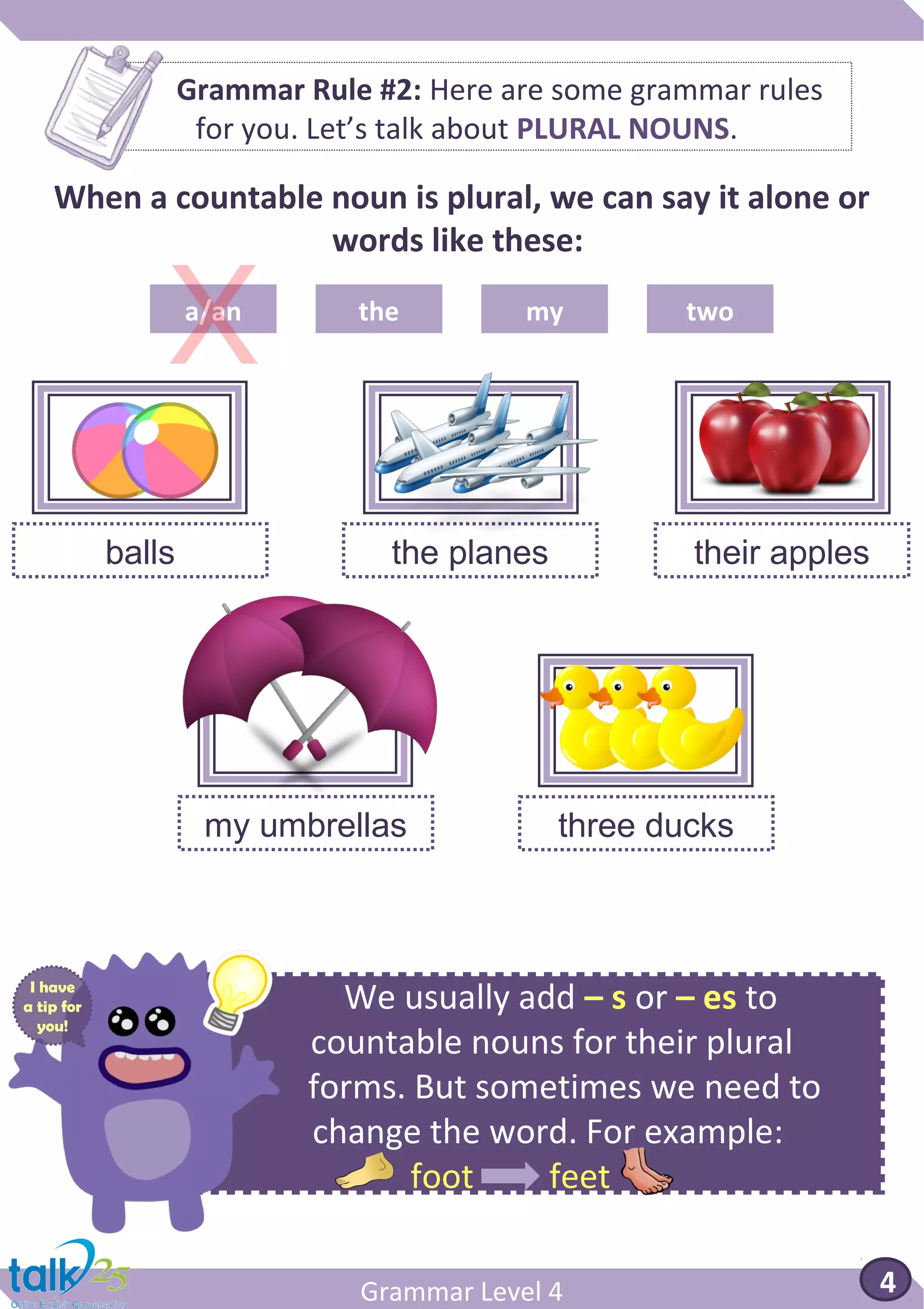Grammar level 4 unit 1_lesson 2_countable and uncountable nouns | PPT