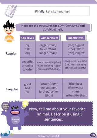 Grammar level 4 unit 6_lesson 2_comparatives and superlatives | PPT