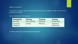 Grammar, lexis and function | PPT