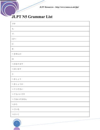 Grammar list.n5