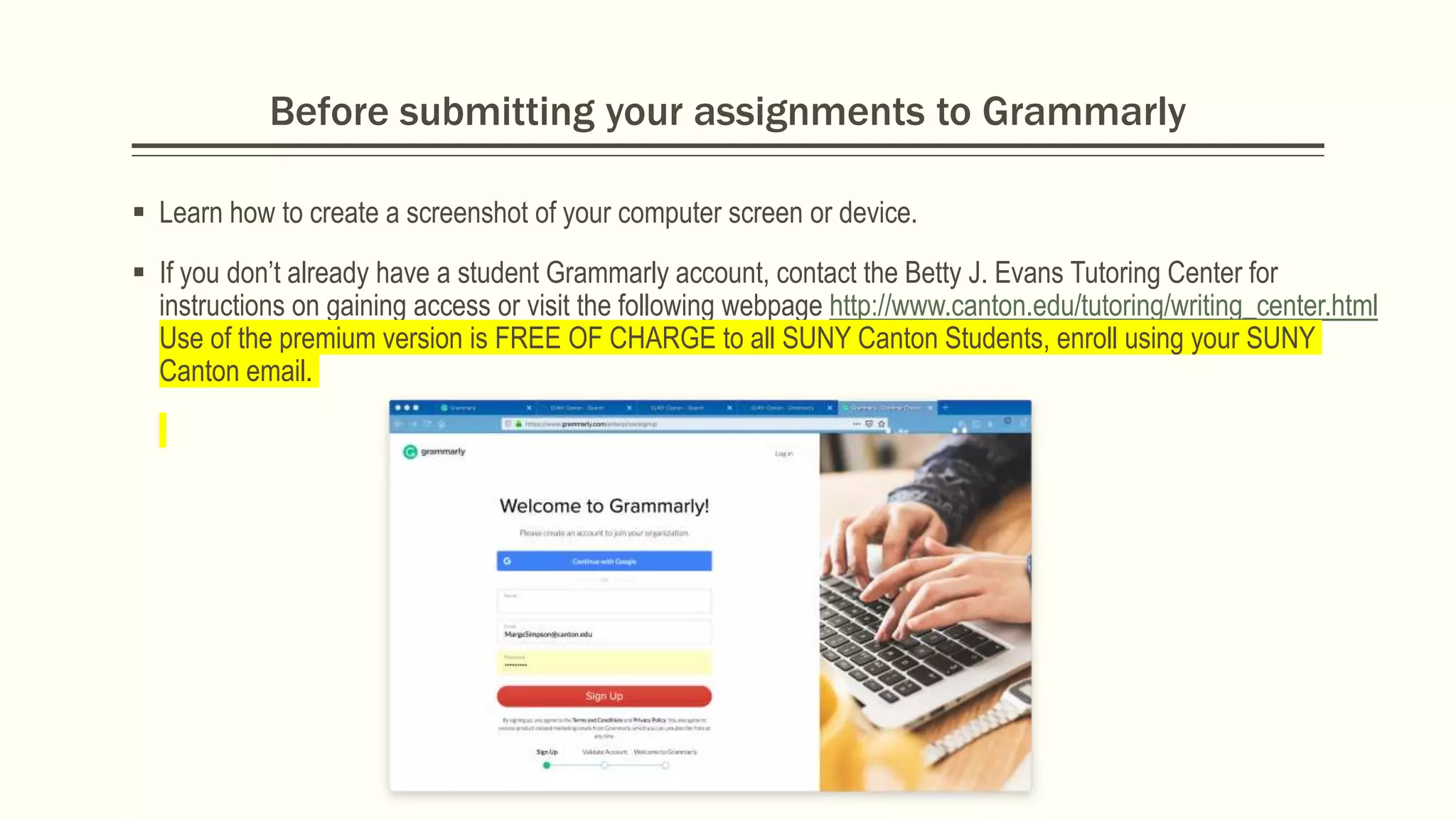 Grammarly Registration & Use Instructions | PPT