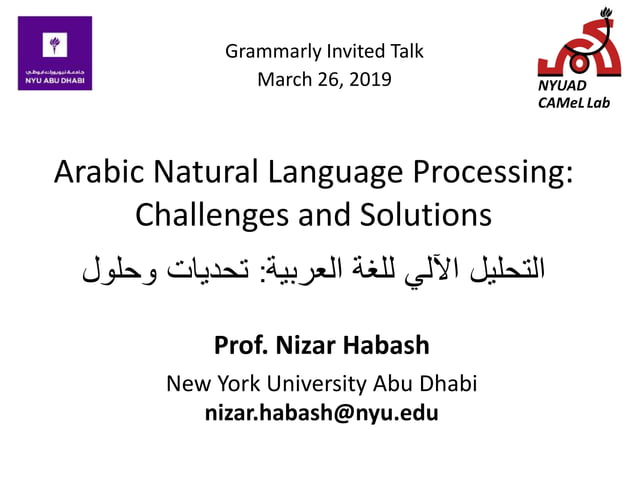 Grammarly AI-NLP Club #8 - Arabic Natural Language Processing ...