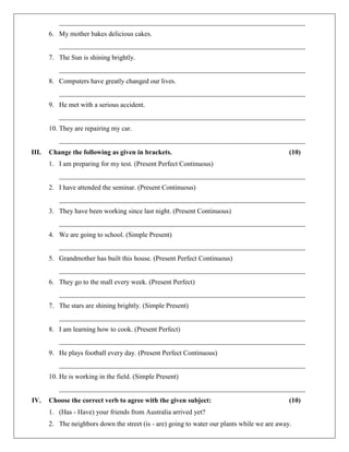 Grammar mock test 6 | PDF