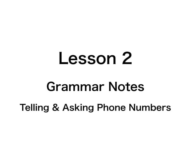 Telling and Asking Phone numbers | PPT