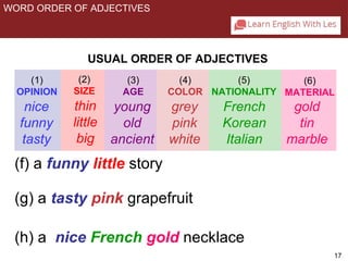 Grammar nouns and modifiers | PPT