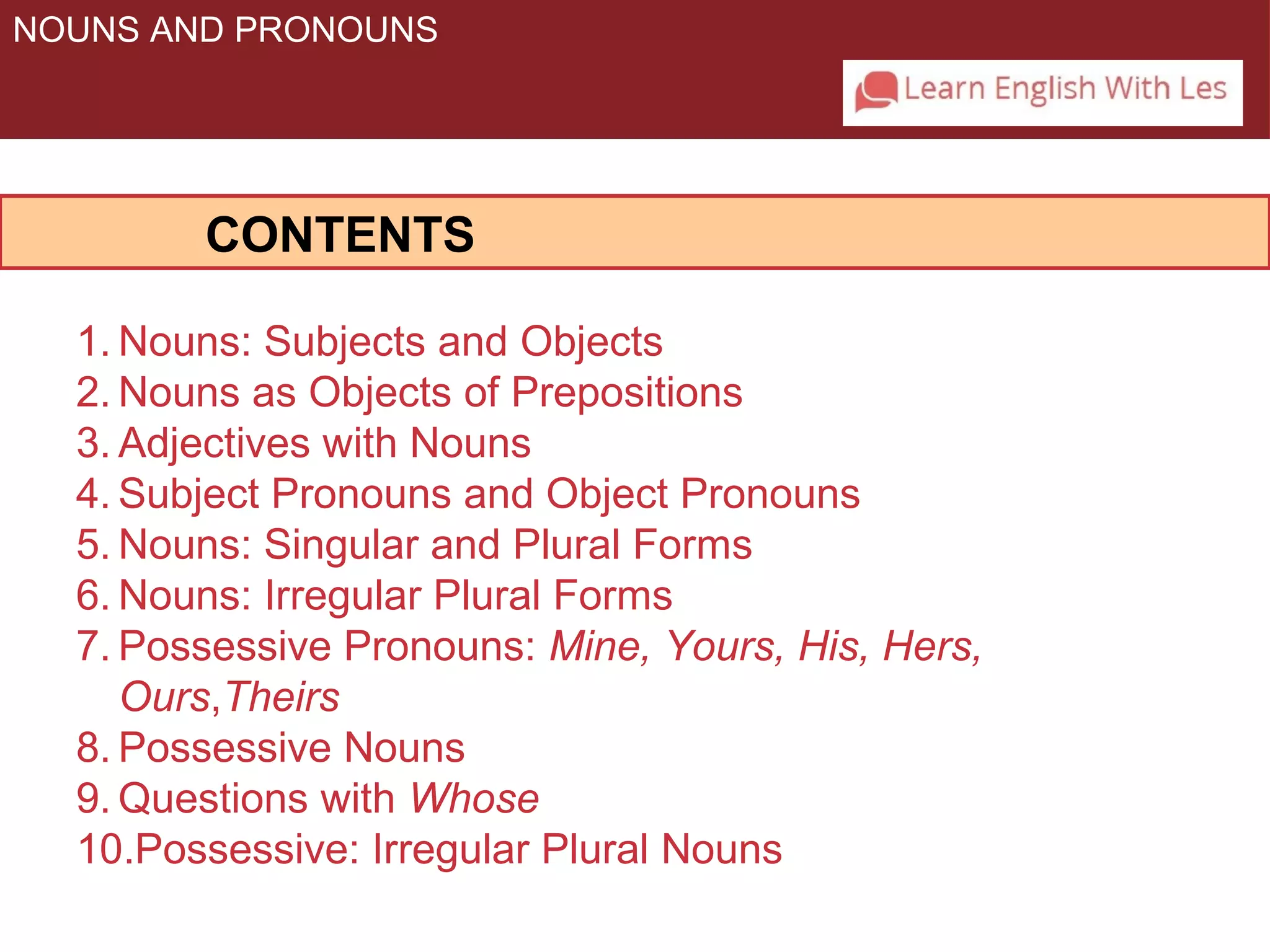 Grammar nouns and pronouns | PPT