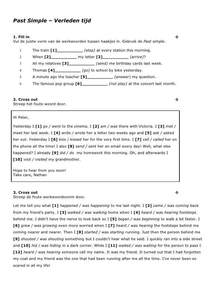 Present Past Simple Continuous Oefenen Engels Luistertoets
