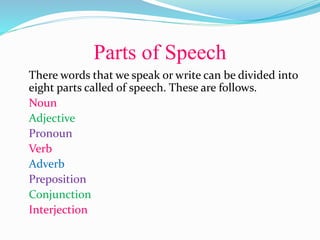 Grammar ppt 3 parts of speech | PPTX