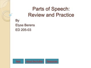 Parts of Speech Practice | PPTX