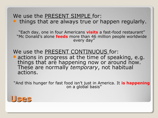 Grammar present simple vs present continuous slideshare | PPT