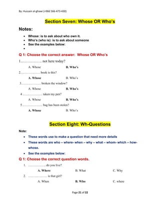 Grammar questions answers and explanation | PDF