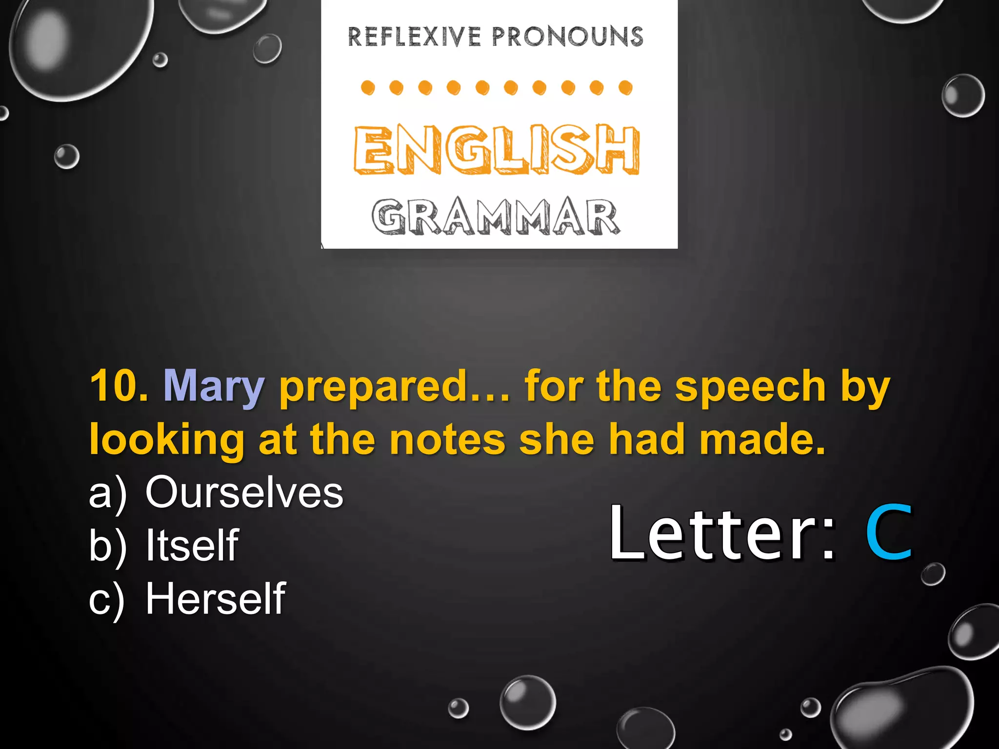 Grammar quiz reflexive pronouns | PPT
