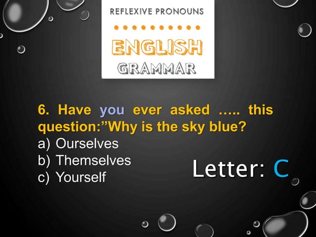Grammar quiz reflexive pronouns | PPT