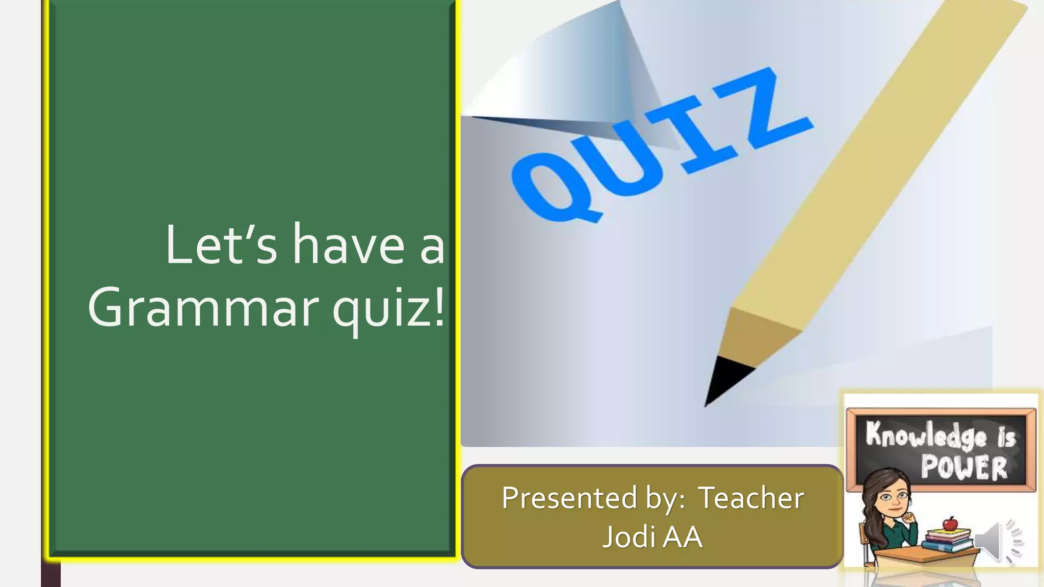Grammar Quiz Pre-test for Grade 7 and 8 on Grammar skills.SVA and Verb ...