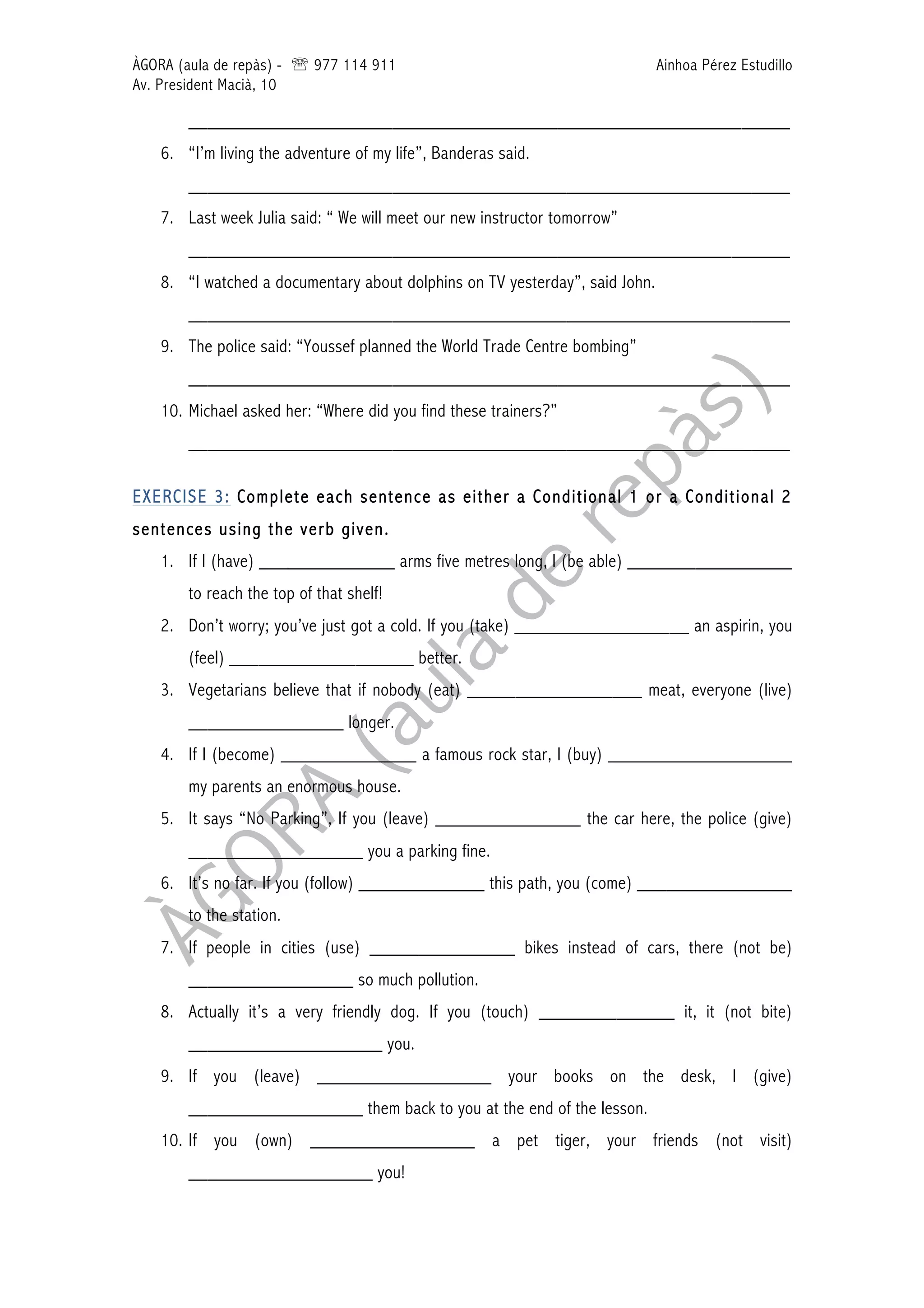 Grammar review - Five different exercises. | PDF