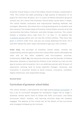 Grammar school dubai fees, reviews, and details | PDF