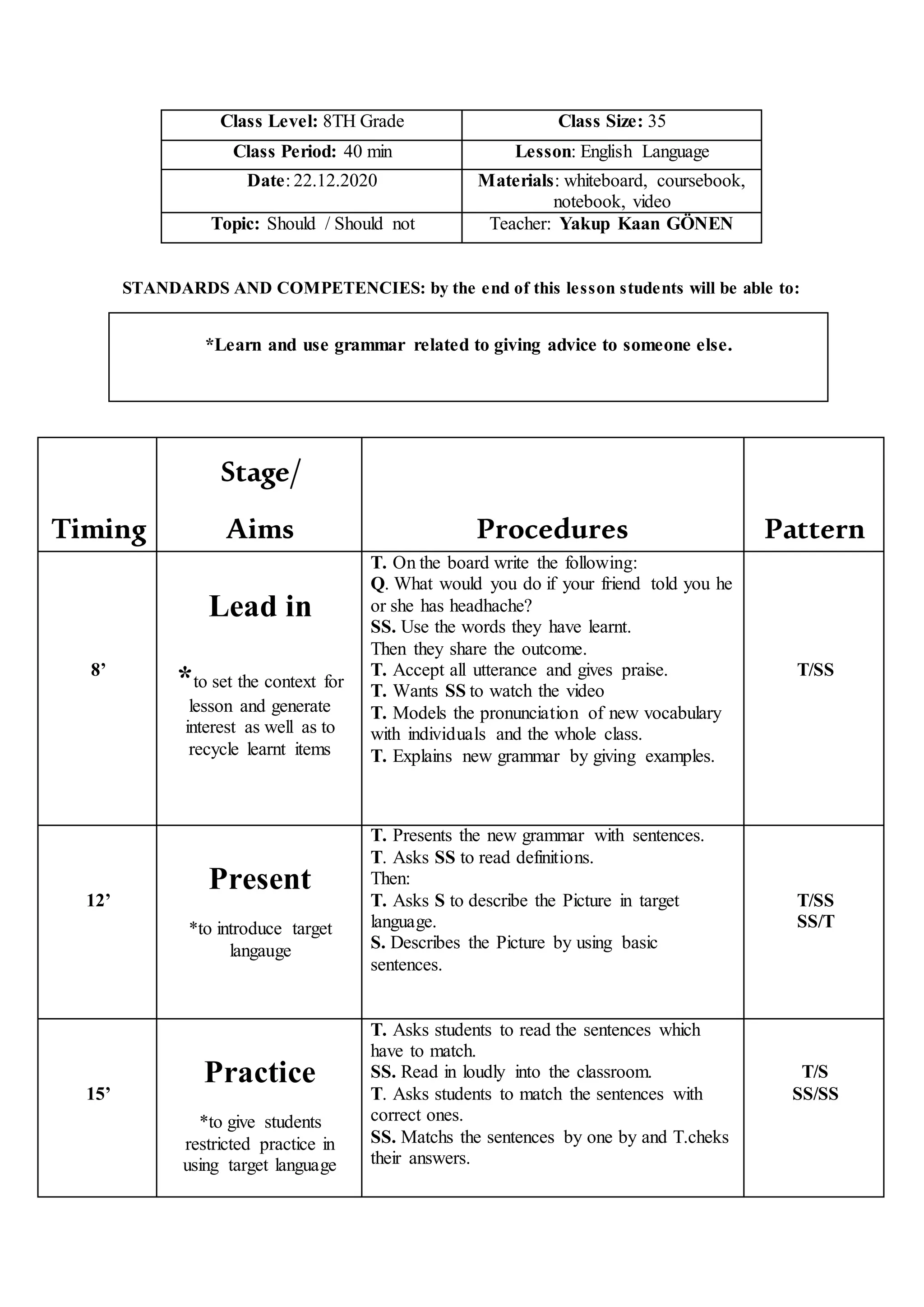 Grammar teaching word format | DOCX