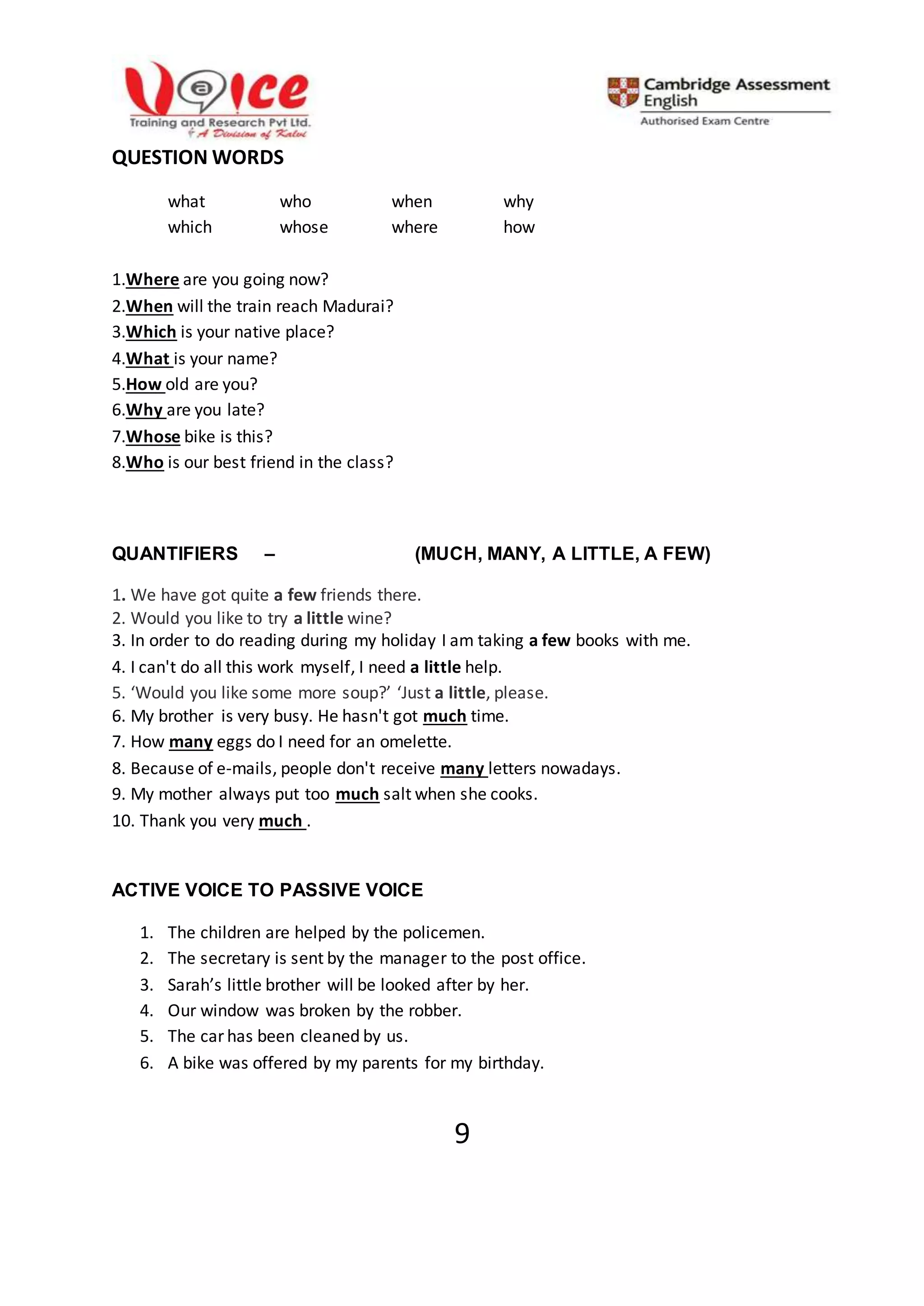 Grammar Test Answer Key | DOCX