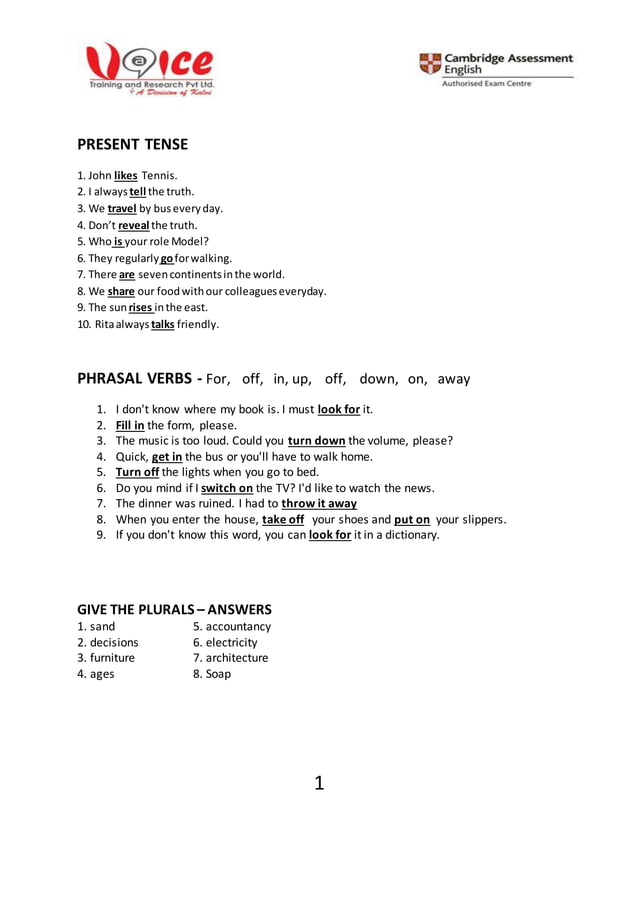 Grammar Test Answer Key | DOCX