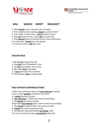 Grammar Test Answer Key | DOCX