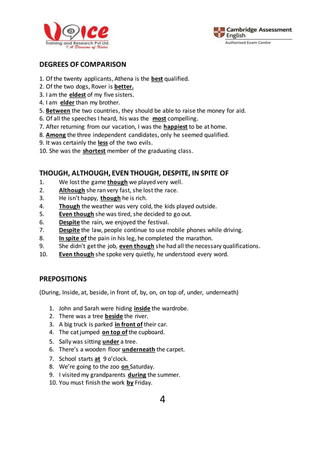 Grammar Test Answer Key | DOCX