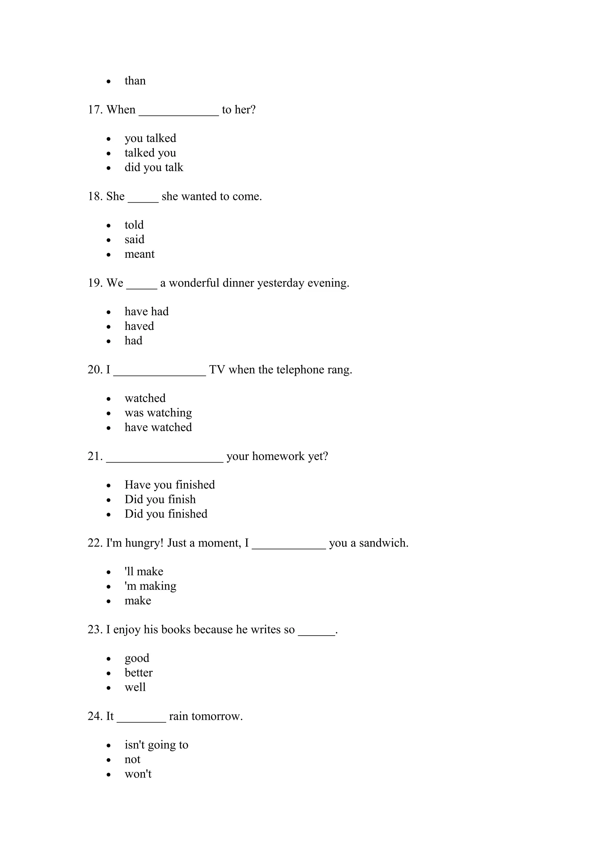 Grammar test multiple choice | DOC