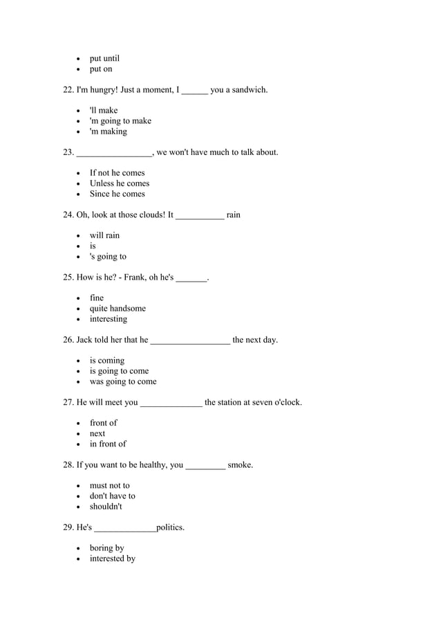 Grammar test multiple choice | DOC