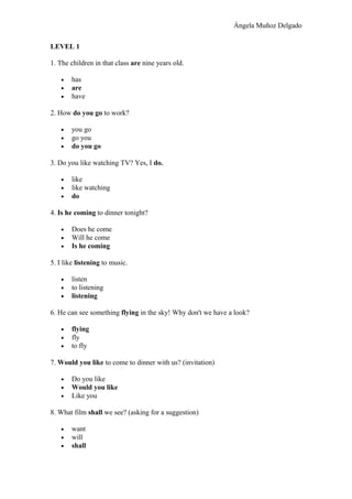 Grammar test multiple choice (1) corregido | DOC