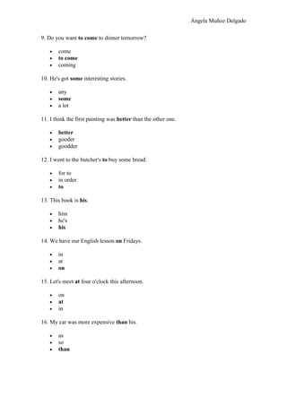Grammar test multiple choice (1) corregido | DOC