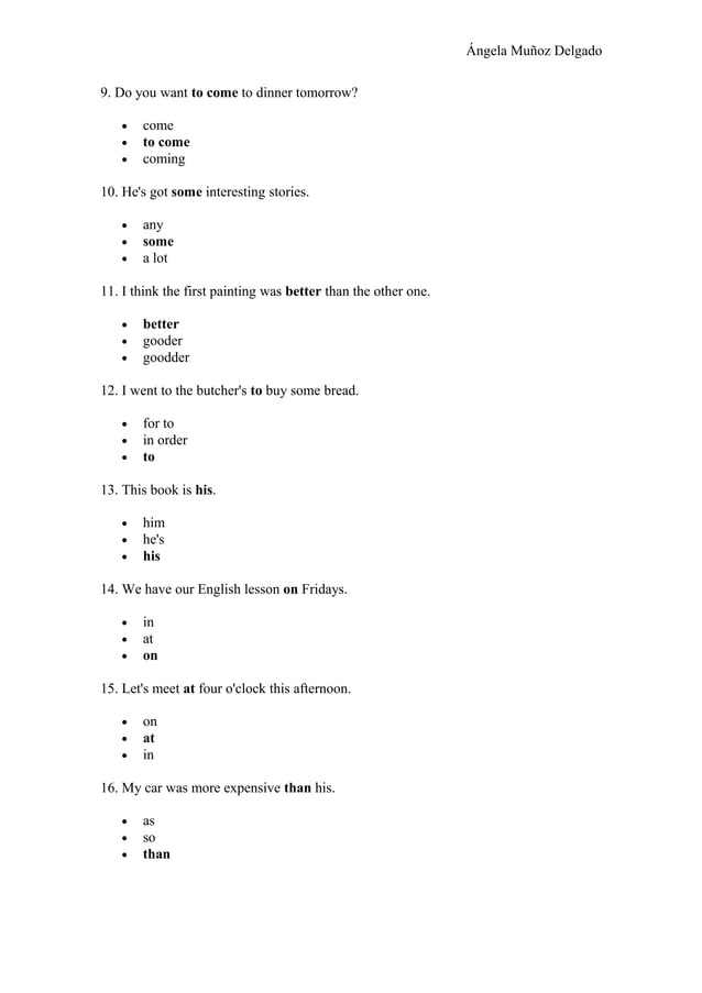 Grammar test multiple choice (1) corregido | DOC
