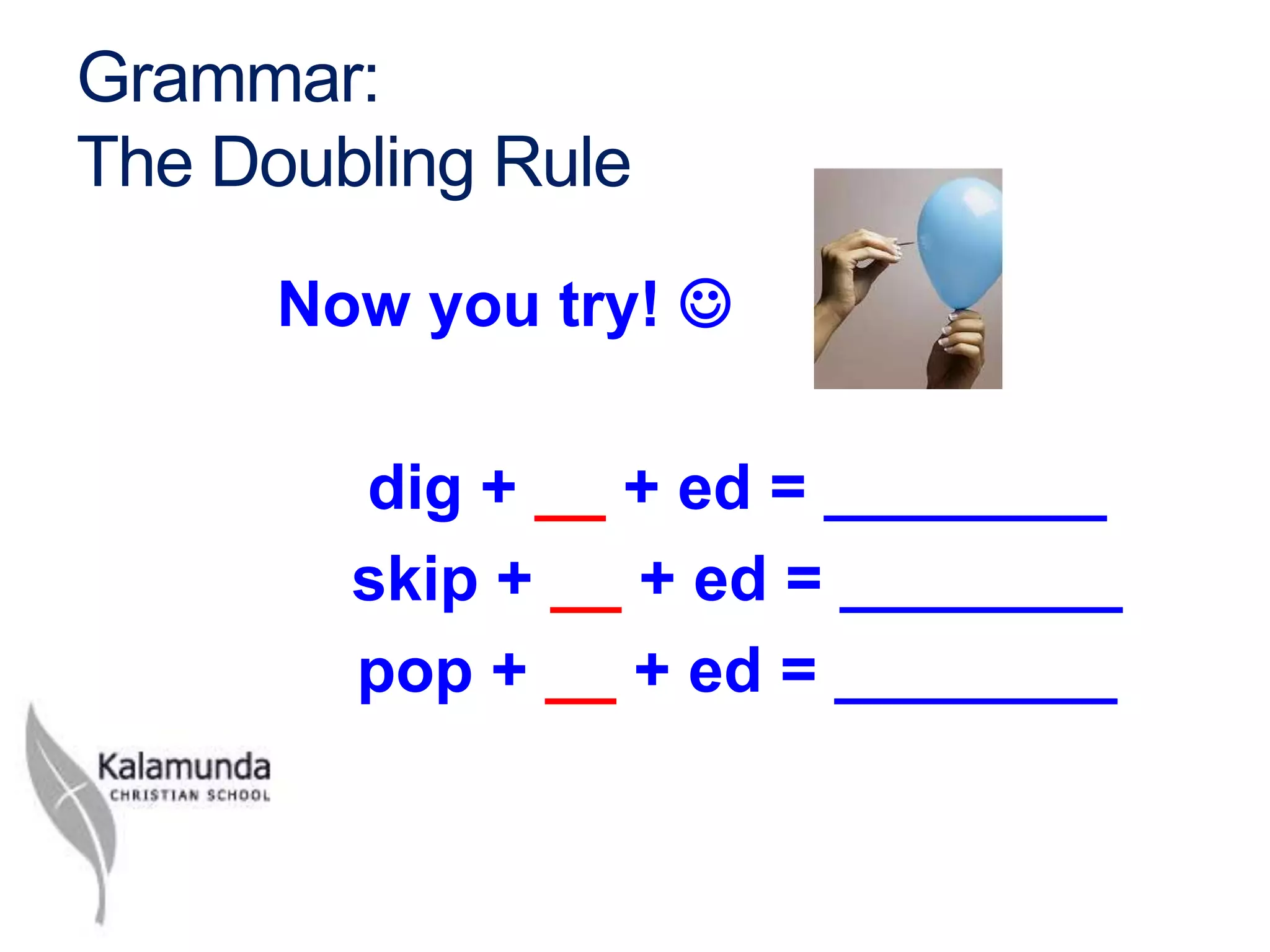 Y1 Grammar the doubling rule ppt tg 2012 | PPTX