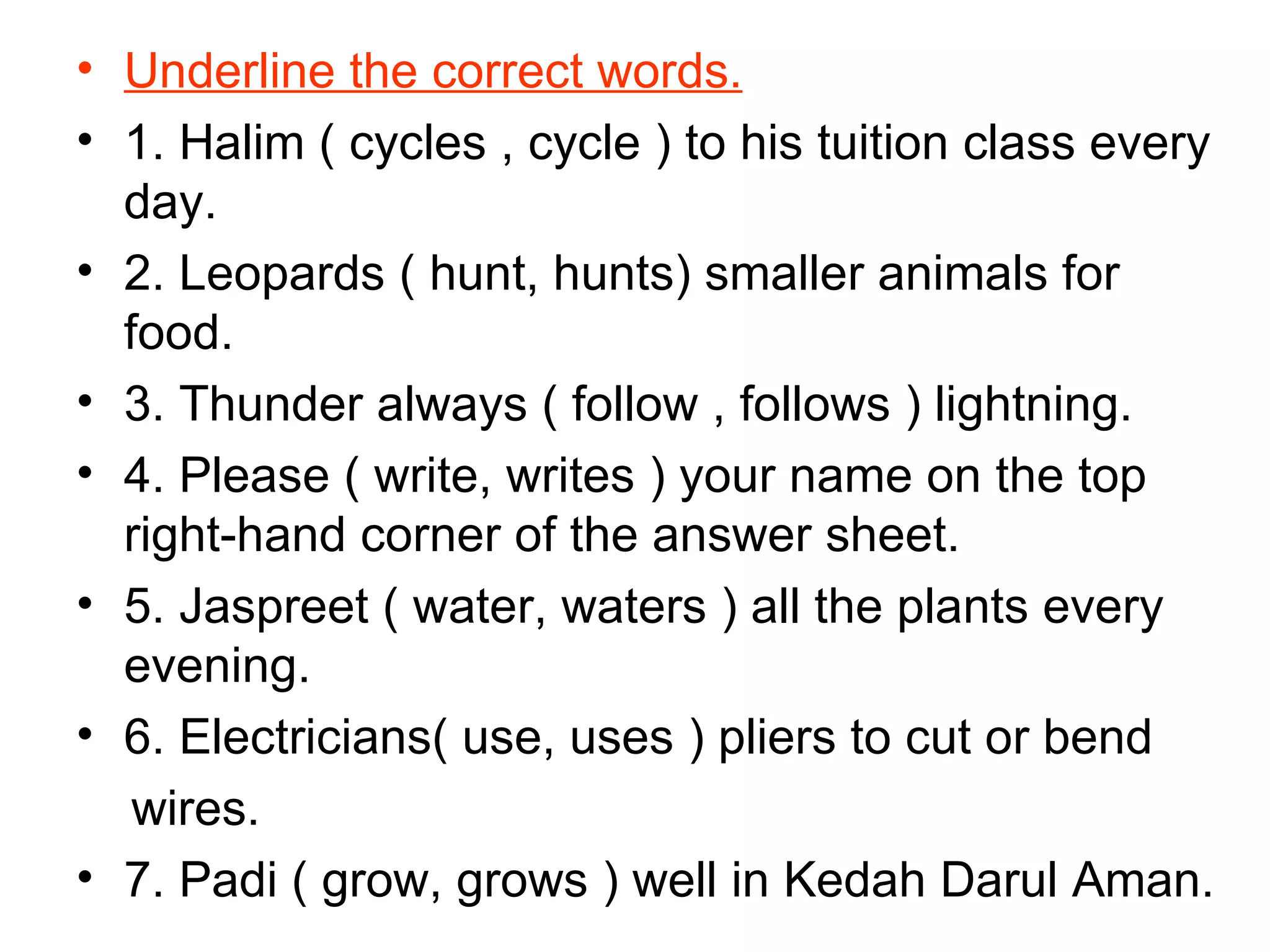 Grammar ( the present tense ) notes 9 | PPT