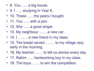 Grammar ( the present tense ) notes 9 | PPT