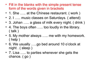 Grammar ( the present tense ) notes 9 | PPT