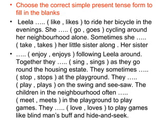 Grammar ( the present tense ) notes 9 | PPT