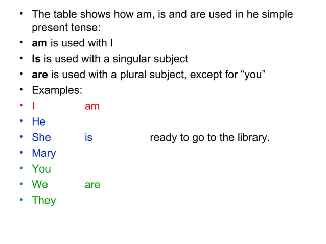 Grammar ( the present tense ) notes 9 | PPT