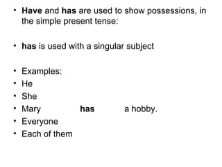 Grammar ( the present tense ) notes 9 | PPT