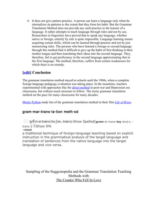 Grammar translation method | PDF