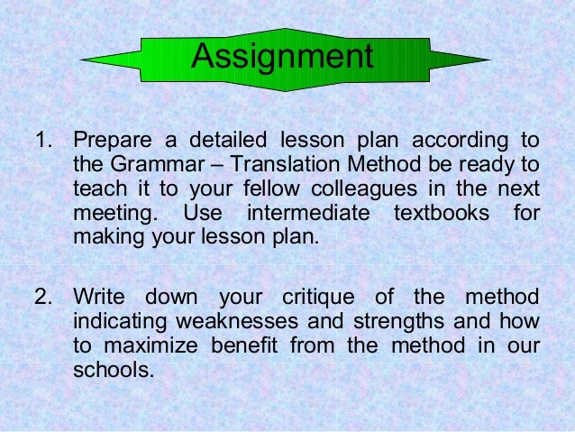 Grammar – translation method