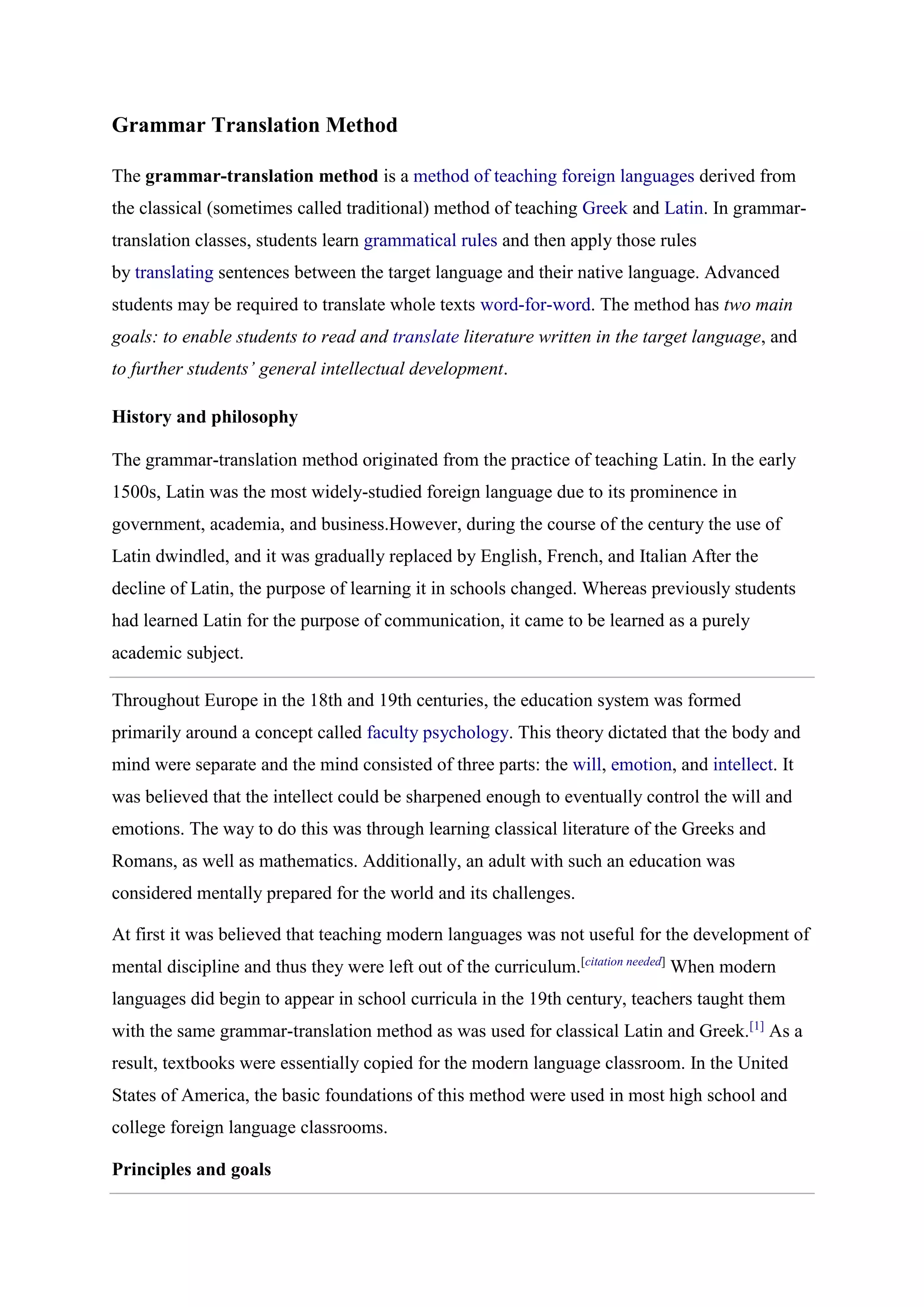 Grammar Translation Method | PDF