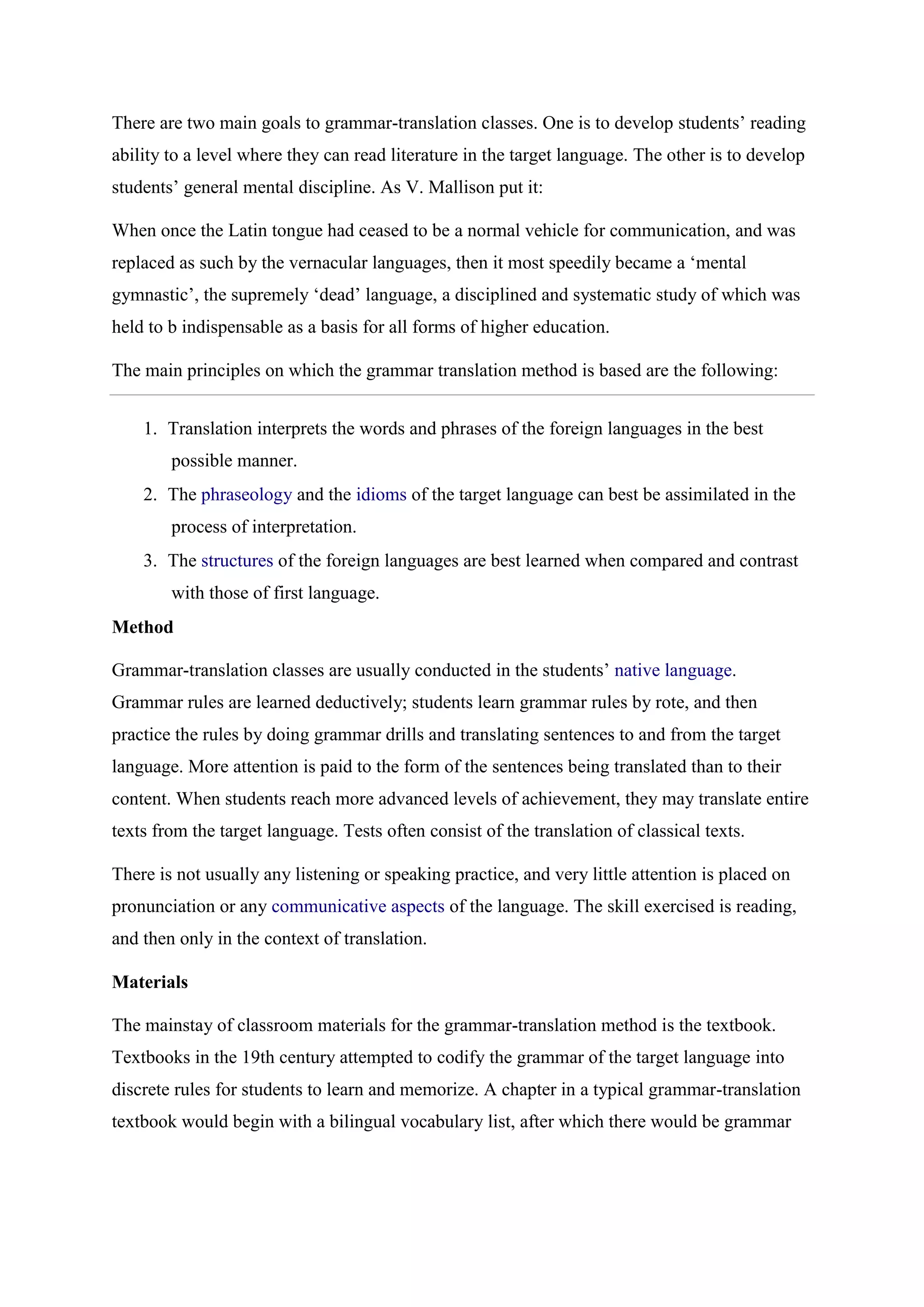 Grammar Translation Method | PDF