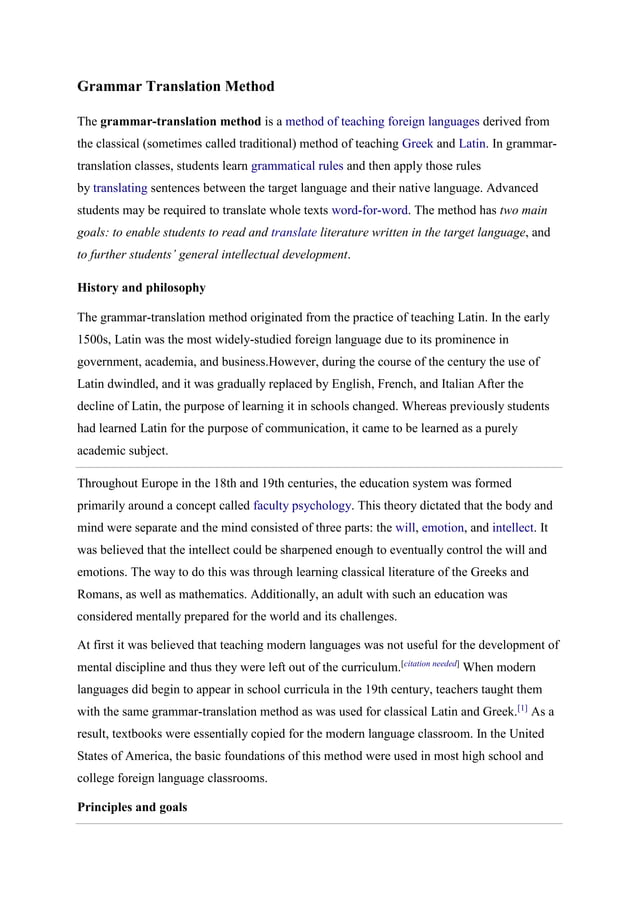 Grammar Translation Method | PDF