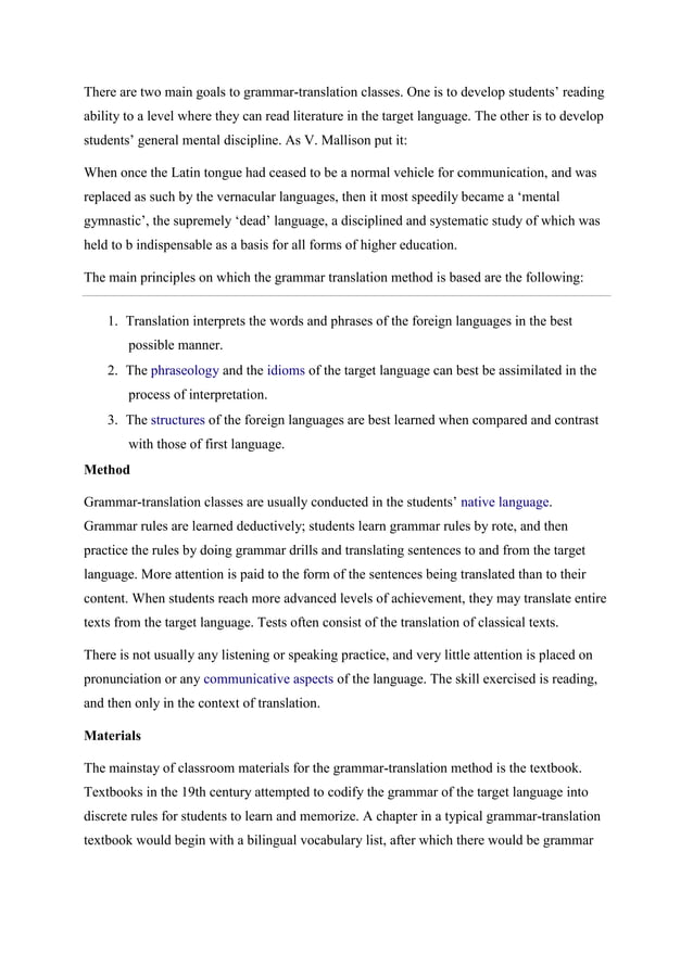 Grammar Translation Method | PDF