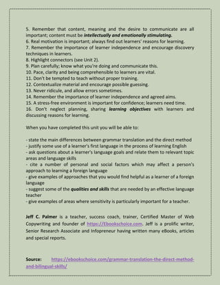 Grammar Translation, The Direct Method and Bilingual Skills | PDF