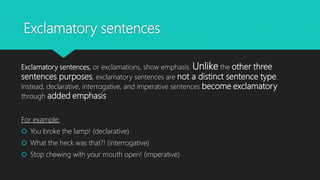 Grammar typesofsentences | PPT