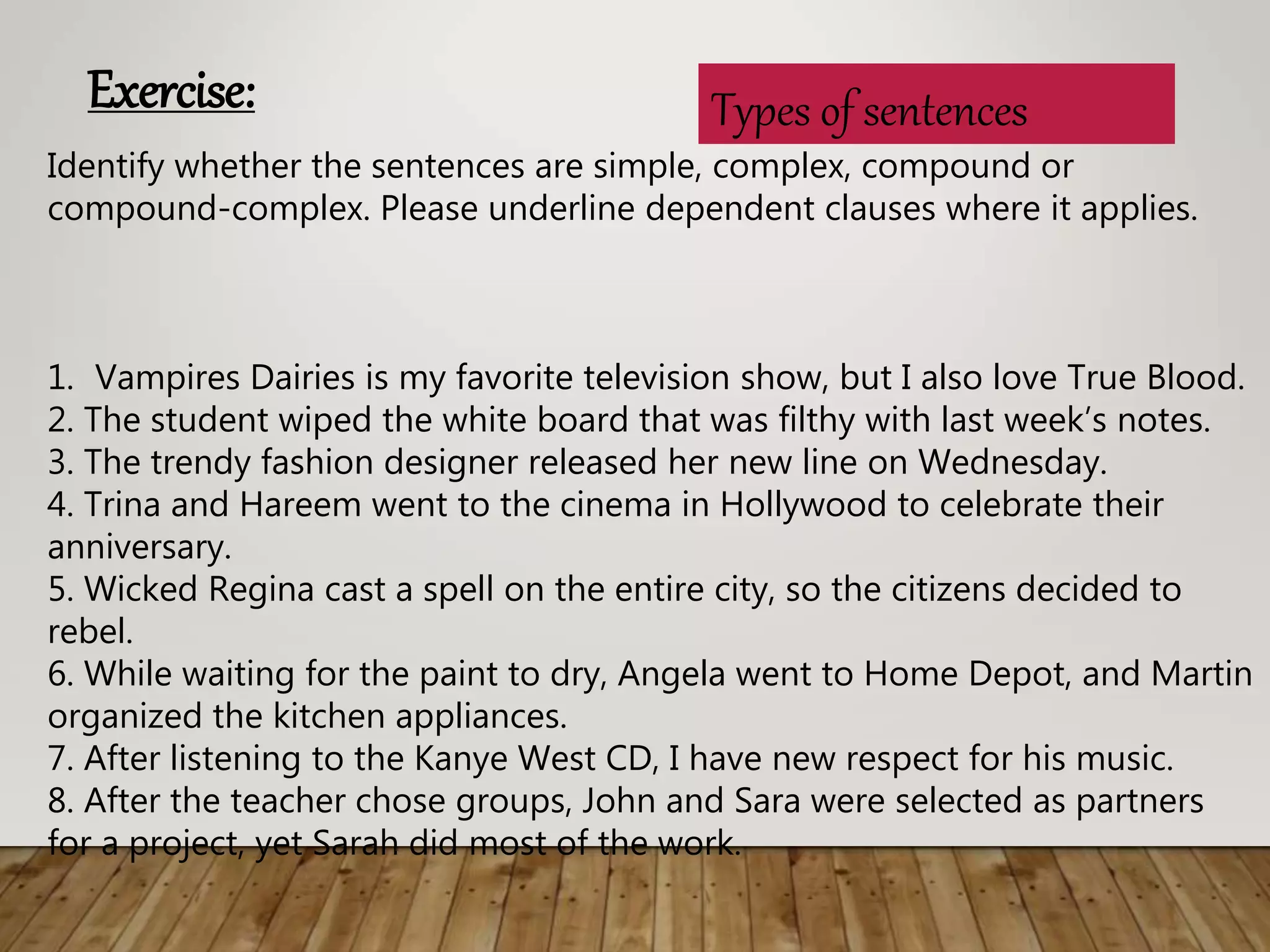 Grammar types of sentences 1 | PPSX