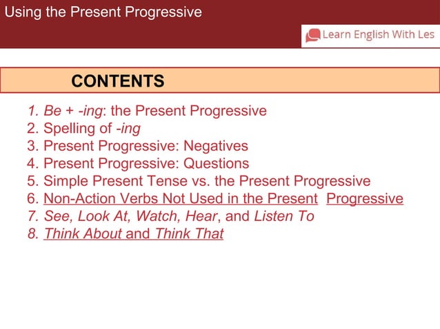 Grammar using present progressive | PPT | Programming Languages | Computing