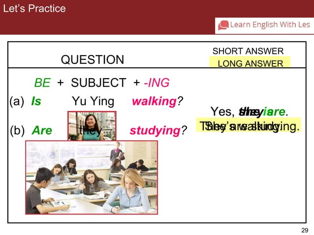 Grammar using present progressive | PPT