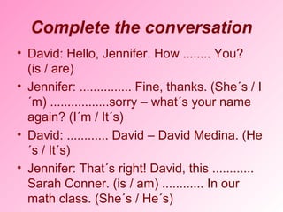 Grammar verb to be and introductions | PPT