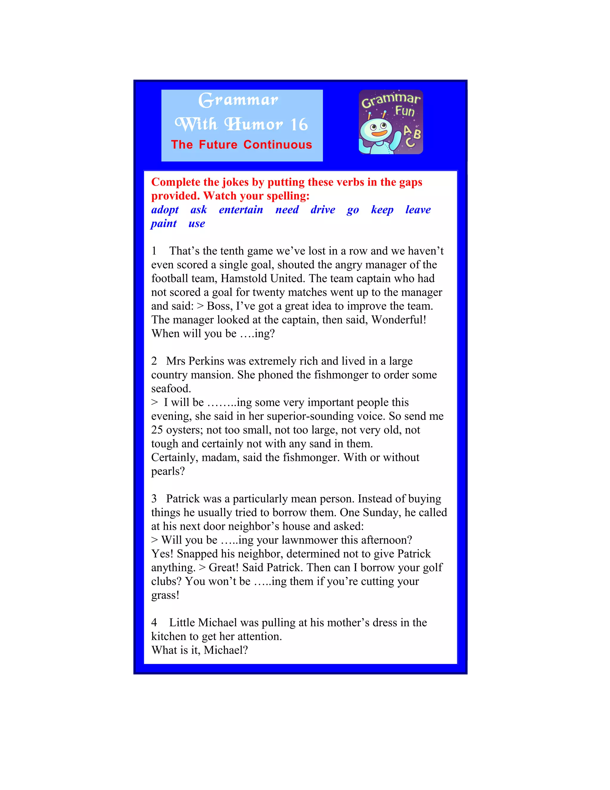 Grammar With Humor 16 | DOC | Humor and Satire | Pop Culture